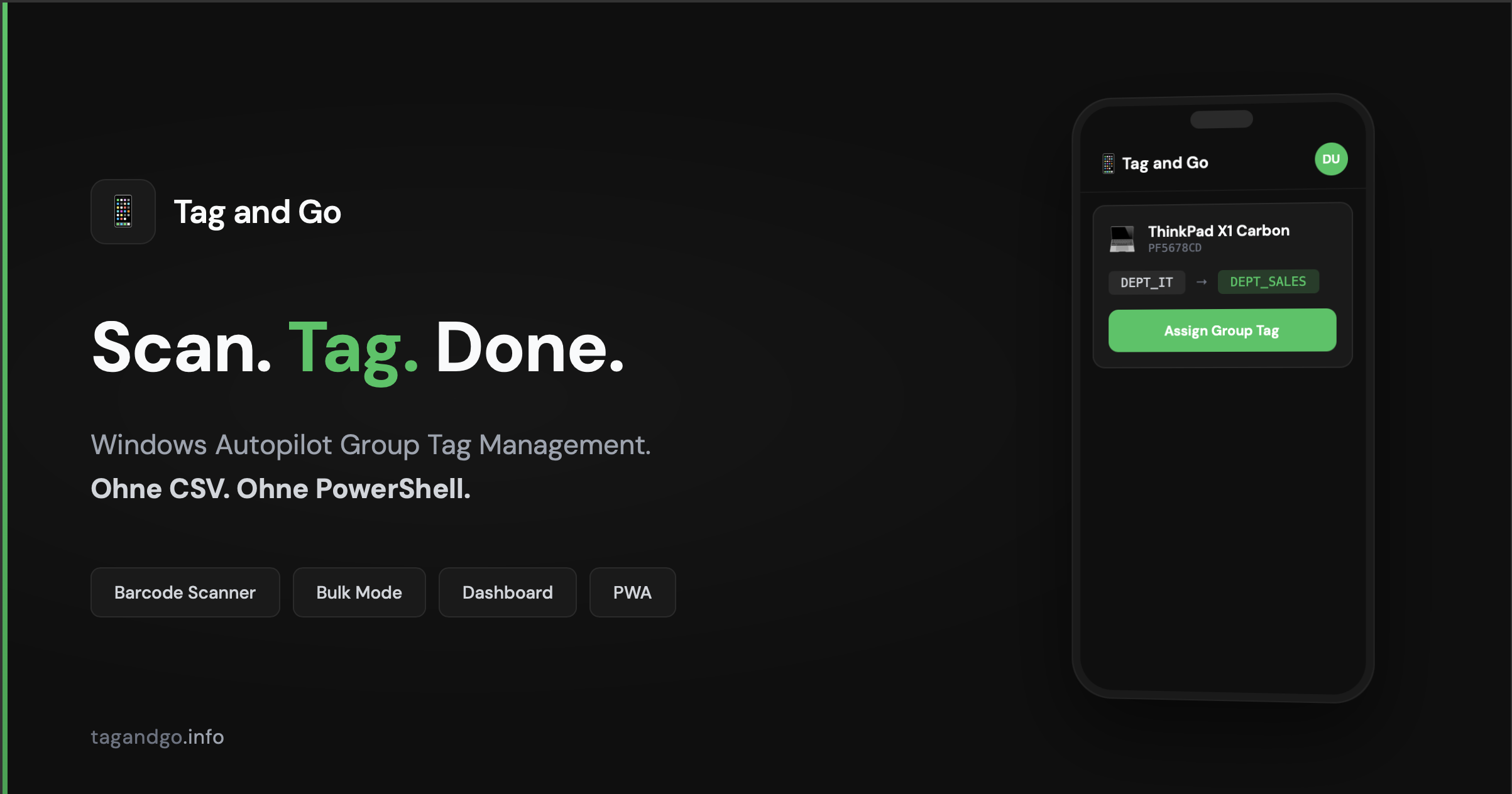 Tag and Go | Intune Device Provisioning & Management - Mobile First